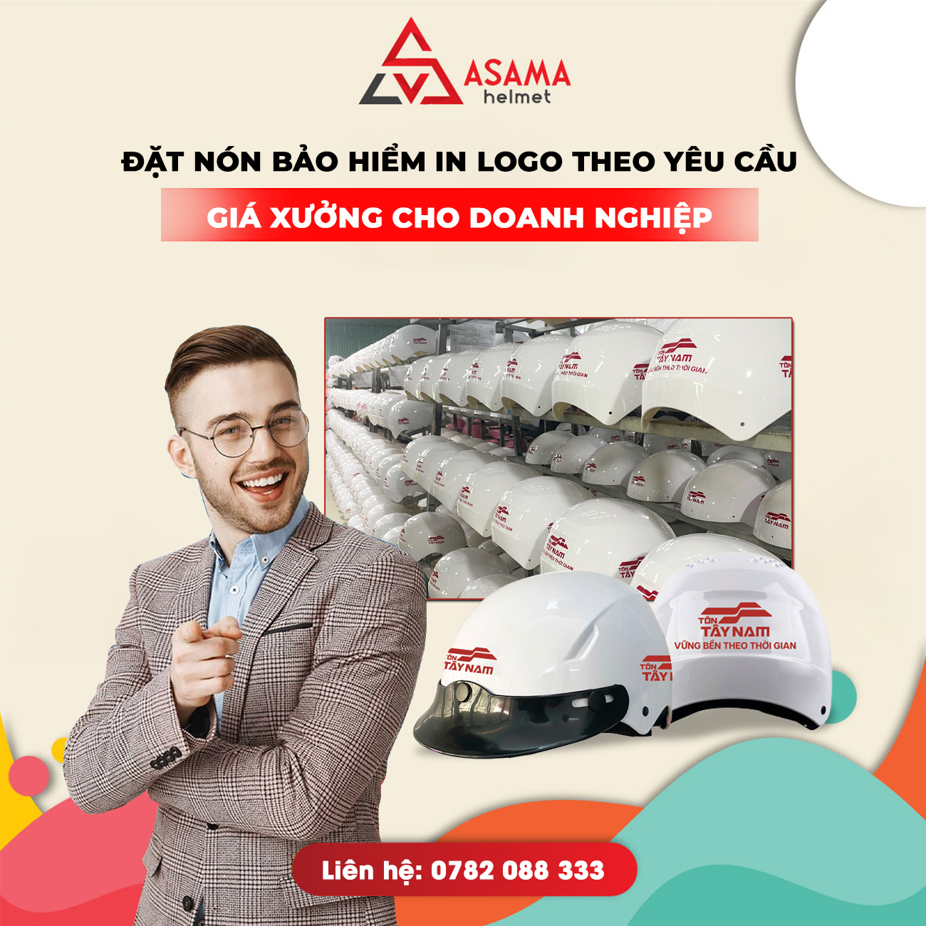 Nón Bảo Hiểm In Logo Doanh Nghiệp Giá Xưởng | ASAMA Helmet