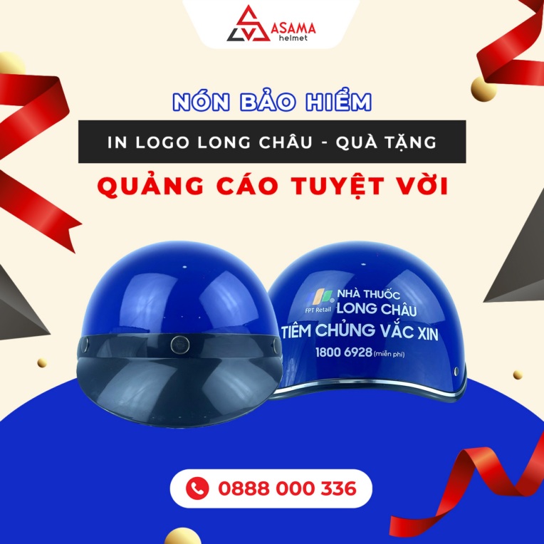 Nón bảo hiểm in logo Long Châu sản xuất theo yêu cầu