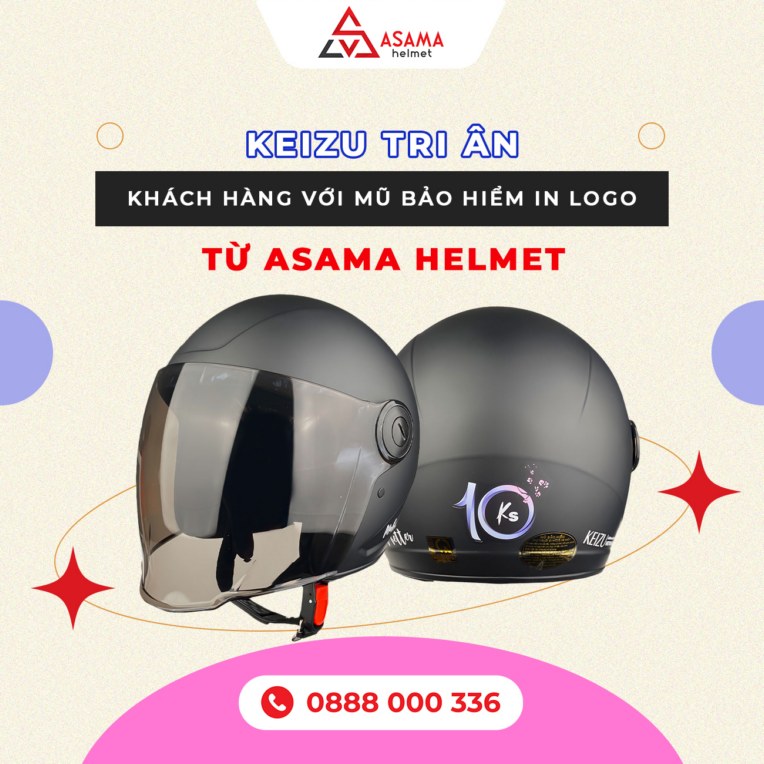 Keizu tri ân khách hàng với mũ bảo hiểm in logo từ ASAMA Helmet