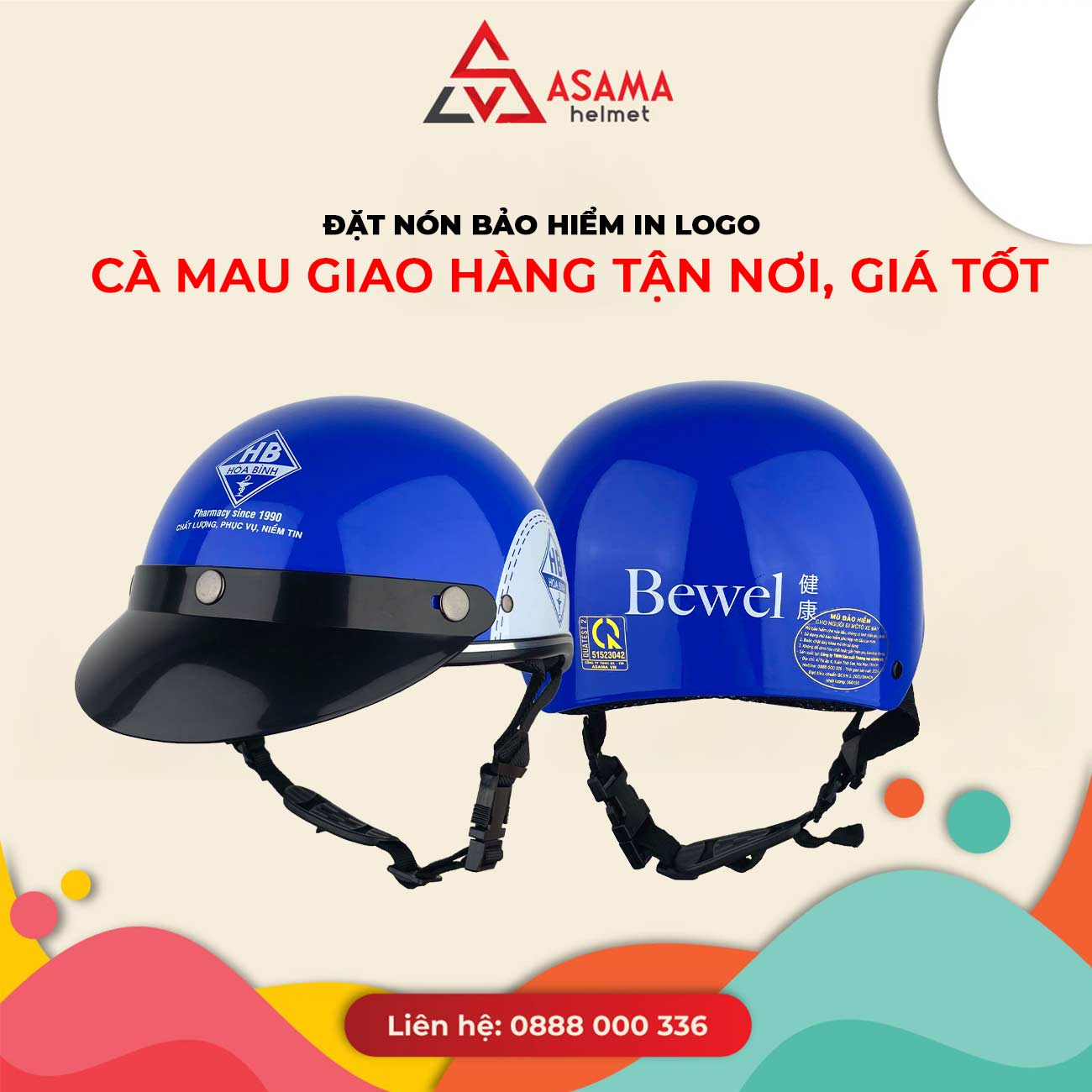 Đặt nón bảo hiểm in logo Cà Mau giao hàng tận nơi, giá tốt
